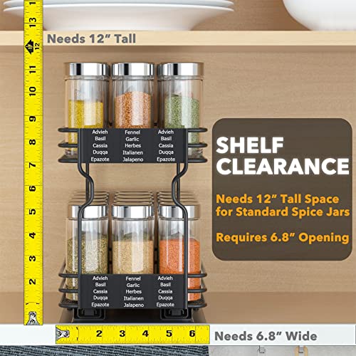 SpaceAid Pull Out Spice Rack Organizer for Cabinet, 2 Drawers 2-Tier, 1 Drawer 2-Tier