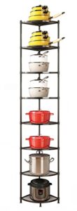 zigama 8-tier kitchen pot rack, cookware stand storage organizer ，multi-layer corner shelf stand metal shelves for kitchen