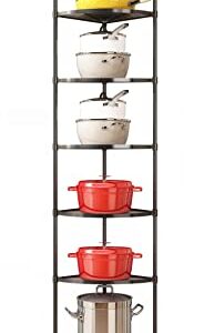 ZIGAMA 8-Tier Kitchen Pot Rack, Cookware Stand Storage Organizer ，Multi-Layer Corner Shelf Stand Metal Shelves for Kitchen