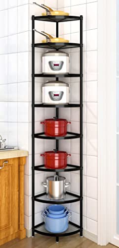 ZIGAMA 8-Tier Kitchen Pot Rack, Cookware Stand Storage Organizer ，Multi-Layer Corner Shelf Stand Metal Shelves for Kitchen