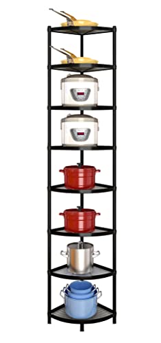 ZIGAMA 8-Tier Kitchen Pot Rack, Cookware Stand Storage Organizer ，Multi-Layer Corner Shelf Stand Metal Shelves for Kitchen