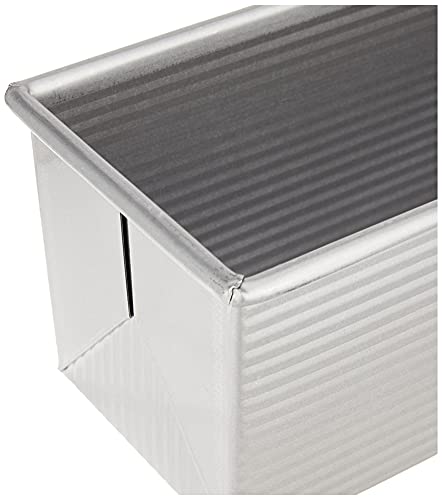 USA Pan Bakeware Pullman Loaf Pan with Cover, 13 x 4 inch, Nonstick & Quick Release Coating, Made in the USA from Aluminized Steel