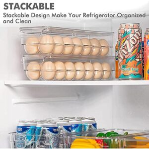 2 Pack Soda Can Organizer for Refrigerator with 1 Pack Egg Holder for Refrigerator,Fridge Drink Can Holder for Pantry,Fridge Can Dispenser,Can Organizer Bins Clear with Egg Storage Container