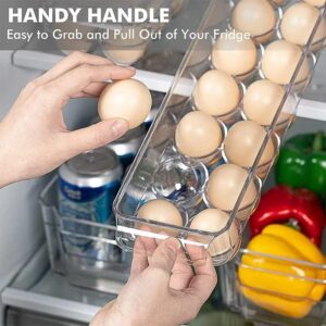 2 Pack Soda Can Organizer for Refrigerator with 1 Pack Egg Holder for Refrigerator,Fridge Drink Can Holder for Pantry,Fridge Can Dispenser,Can Organizer Bins Clear with Egg Storage Container