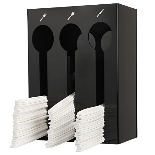 KEVTVEK Plastic Utensil Dispenser Holder Caddy Black Silverware Organizer Silverware Holder Suitable for Restaurant, Party, Picnic, Office, Cafe..