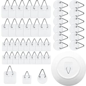 40 pieces invisible adhesive plate hanger round vertical plate holder self-adhesive wall plate hanger self-adhesive wall dishes hook rubber plate wall hanger for bathroom kitchen department office