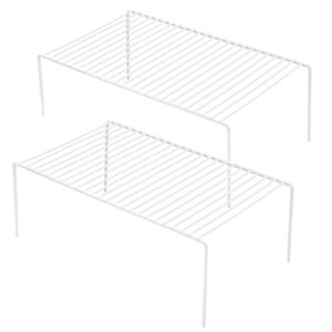 gedlire cabinet storage shelf rack set of 2, medium (13 x 9.4 inch) rustproof metal wire kitchen cabinet organizer and storage, cupboard spice shelf rack for plate, dish, counter & pantry organization