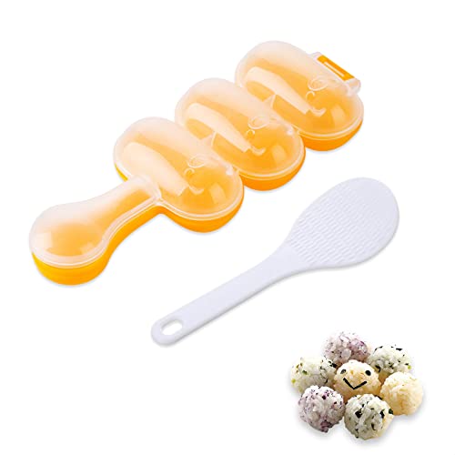 Rice Ball Mold with Spatula - DIY Sticky Rice Molds Large Ball Mold Kitchen Tool Rice Ball Maker Shake with Mini Rice Scoop - Rice Roll Shaker Ball Maker Rice Ball Maker Shake for Kids