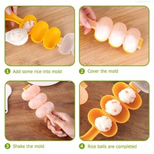 Rice Ball Mold with Spatula - DIY Sticky Rice Molds Large Ball Mold Kitchen Tool Rice Ball Maker Shake with Mini Rice Scoop - Rice Roll Shaker Ball Maker Rice Ball Maker Shake for Kids