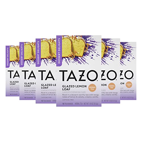 TAZO Glazed Lemon Loaf Herbal Tea Bags, Aromatic Blend, Caffeine-Free, 15 Tea Bags, 6 Count