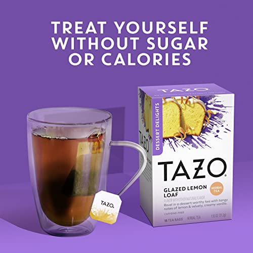 TAZO Glazed Lemon Loaf Herbal Tea Bags, Aromatic Blend, Caffeine-Free, 15 Tea Bags, 6 Count