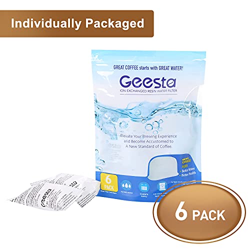 Geesta Premium 6-pack Water Filters For Replacement Breville BWF100 with Ion Exchange Resin inside, white, 12.09 x 6.22 x 2.6 inches (FBA_Geesta03)