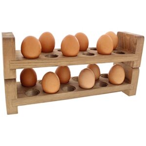 gui’s chicken coop egg holder – countertop stackable egg rack for fresh eggs – rustic kitchen decor (double rack)