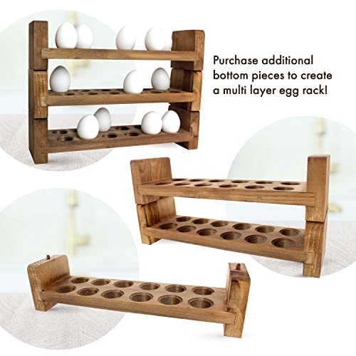 Gui's Chicken Coop Egg Holder - Countertop Stackable Egg Rack For Fresh Eggs - Rustic Kitchen Decor (Double Rack)