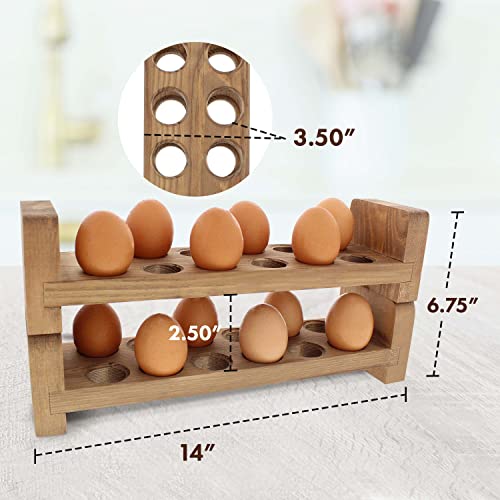 Gui's Chicken Coop Egg Holder - Countertop Stackable Egg Rack For Fresh Eggs - Rustic Kitchen Decor (Double Rack)