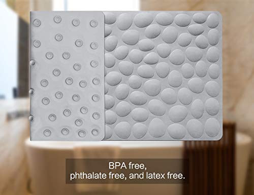 Non-Slip Bathtub Mat OTHWAY Soft Rubber Bathroom Bathmat with Strong Suction Cups (Grey)