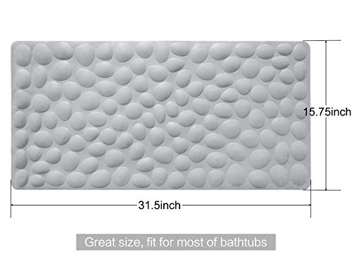 Non-Slip Bathtub Mat OTHWAY Soft Rubber Bathroom Bathmat with Strong Suction Cups (Grey)