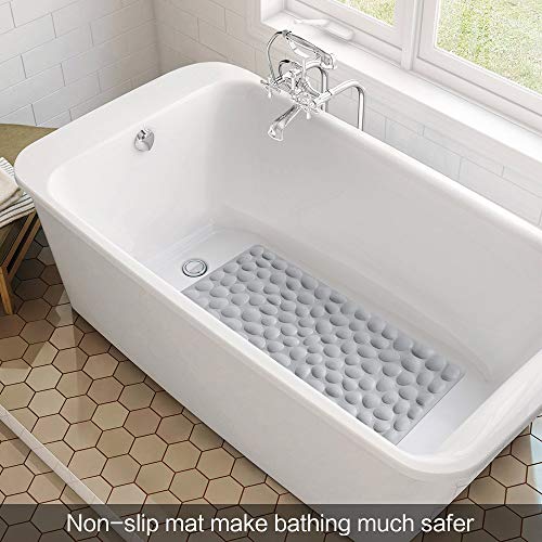 Non-Slip Bathtub Mat OTHWAY Soft Rubber Bathroom Bathmat with Strong Suction Cups (Grey)