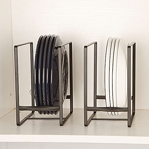 Hikinlichi 2 Pack Large Plate Holders Organizers Upright Cabinet Dish Drying Racks Metal Plate Dish Organizers Racks Stands for Countertop and Cupboard 7.87in. x 6.29in. x 4.52in. Black