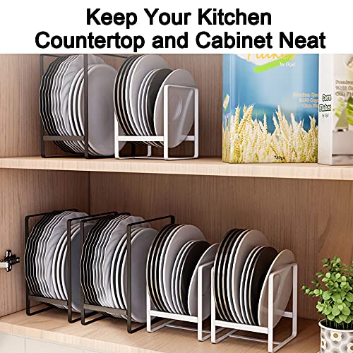 Hikinlichi 2 Pack Large Plate Holders Organizers Upright Cabinet Dish Drying Racks Metal Plate Dish Organizers Racks Stands for Countertop and Cupboard 7.87in. x 6.29in. x 4.52in. Black