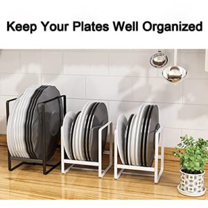 Hikinlichi 2 Pack Large Plate Holders Organizers Upright Cabinet Dish Drying Racks Metal Plate Dish Organizers Racks Stands for Countertop and Cupboard 7.87in. x 6.29in. x 4.52in. Black