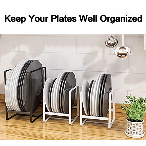 Hikinlichi 2 Pack Large Plate Holders Organizers Upright Cabinet Dish Drying Racks Metal Plate Dish Organizers Racks Stands for Countertop and Cupboard 7.87in. x 6.29in. x 4.52in. Black