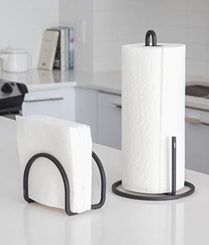 Umbra Squire Napkin Holder for Kitchen, Works with Square and Rectangular Napkins for Dinner, Luncheon or Cocktail, Black