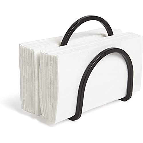 Umbra Squire Napkin Holder for Kitchen, Works with Square and Rectangular Napkins for Dinner, Luncheon or Cocktail, Black