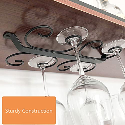 Hanging Wine Glass Rack Under Cabinet Stemware Rack,Wine Glass Holder Under Shelf Storage Stemware Holder for Cabinet Kitchen Bar (8-Cup)