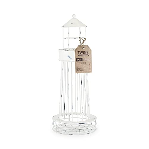 Twine 5599 Lighthouse Wine Cork Holder and Farmhouse Home Decor Kitchen Accessory, Set of 1, White