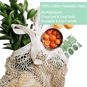 YOYI YOYI Reusable Produce Bags Cotton Mesh Grocery Bags,Washable Portable Vegetable Bag, 100% Cotton Mesh String Organizer Shopping Bag Handle Net Tote(2 Piece yellow Large)