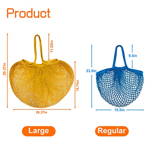 YOYI YOYI Reusable Produce Bags Cotton Mesh Grocery Bags,Washable Portable Vegetable Bag, 100% Cotton Mesh String Organizer Shopping Bag Handle Net Tote(2 Piece yellow Large)