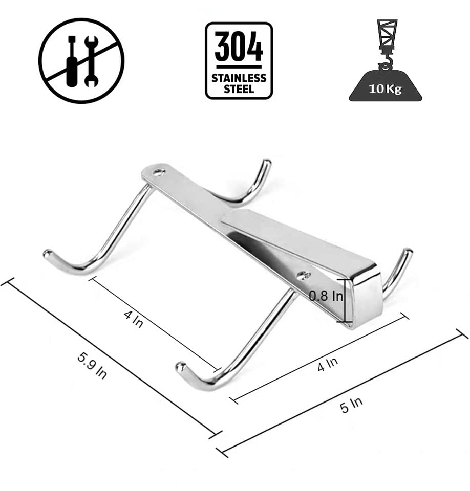 Kakuru Coffee Mug Organizer. Mug Rack Hanger, 4 Hooks Under Cabinet, 2 PCS Stainless Steel, Best Choice for Space Saving