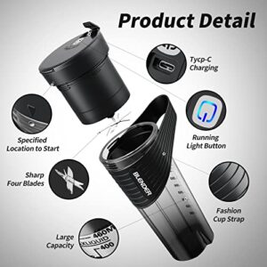 Xibonol Portable Blender, Blender for Shakes and Smoothies, 16 Oz Rechargeable Type-C Personal Blender, Mini Blender with Ultra Sharp Four Blades, Multifunctional and BPA Free Blender Bottle–Ideal for Traveling, Gym, Office (Black)