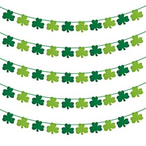 st patricks day decorations 5 pack shamrock clover felt banner garland for st patricks day decor dark green light green for party home store