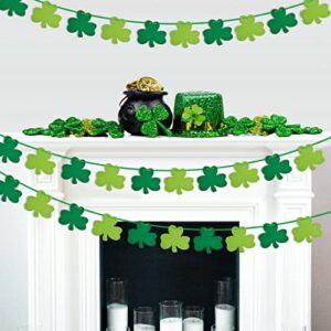 St Patricks Day Decorations 5 Pack Shamrock Clover Felt Banner Garland for St Patricks Day Decor Dark Green Light Green for Party Home Store