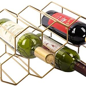 Urban Deco Countertop Wine Rack 7 Wine Bottle Holder for Wine Storage Small Wine Rack Gold Modern Wine Holders Stands for Counter Metal Wine Rack Table Top Wine Racks for Wine Bottle Storage