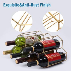 Urban Deco Countertop Wine Rack 7 Wine Bottle Holder for Wine Storage Small Wine Rack Gold Modern Wine Holders Stands for Counter Metal Wine Rack Table Top Wine Racks for Wine Bottle Storage