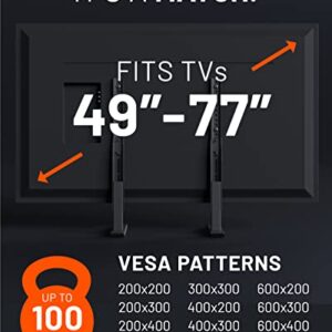 ECHOGEAR Universal Large TV Stand - Height Adjustable Base for TVs Up to 77" - Wobble-Free Replacement Stand Works w/ Any TV Including Vizio, TCL, Samsung & More - Flat Design Compatible w/ Soundbars