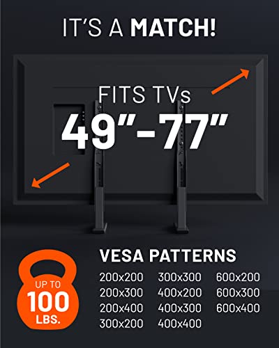 ECHOGEAR Universal Large TV Stand - Height Adjustable Base for TVs Up to 77" - Wobble-Free Replacement Stand Works w/ Any TV Including Vizio, TCL, Samsung & More - Flat Design Compatible w/ Soundbars