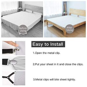 Bed Sheet Fasteners, 4 PCS Adjustable Triangle Elastic Suspenders Gripper Holder Straps Clip for Bed Sheets,Mattress Covers, Sofa Cushion