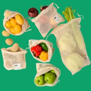 Betterblue 100% Organic Cotton Produce Bags, Reusable & Eco Friendly, Set of 6