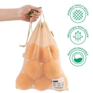 Betterblue 100% Organic Cotton Produce Bags, Reusable & Eco Friendly, Set of 6