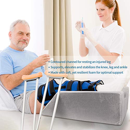 LightEase Memory Foam Leg Support and Elevation Pillow w/Dual Handles for Surgery, Injury, or Rest