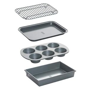 chicago metallic non-stick toaster oven bakeware set, 4-piece, carbon steel