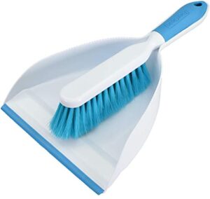 everclean dustpan & brush set – professional grade ergonomic brush design & soft molded lip for maximum efficiency – aqua/white (6670)