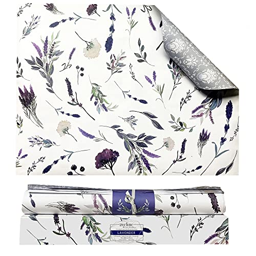 Lavender Scented Drawer Liners for Dresser 8 Sheets, Cabinet Liners for Shelves, Double-Sided Pattern Shelf Paper, Non Adhesive Shelf Liners for Bathroom, & Closets 16.5" X 22.8"