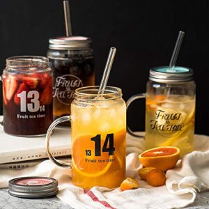 Hiware Reusable Glass Straws Set, 4-piece Drinking Staws with Cleaning Brush, 10" x 10 mm, Dishwasher Safe