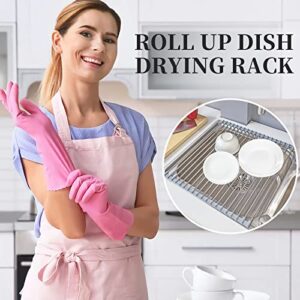 Antspertor Large Roll Up Dish Drying Rack, Over The Sink Multipurpose Roll-Up Dish Racks, 20.5" L x 16" W（Gray） Rolling Stainless Steel Dish Drainer Portable Foldable for Kitchen Counter