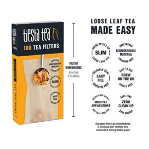 Tiesta Tea - Loose Leaf Tea Filters, 100 Count, Disposable Tea Infuser, 100% Natural Unbleached Paper, Steeps Hot Tea, Iced Tea & Coffee, Eco-Friendly, Single Serve Filter for one Cup, Empty Tea Bags